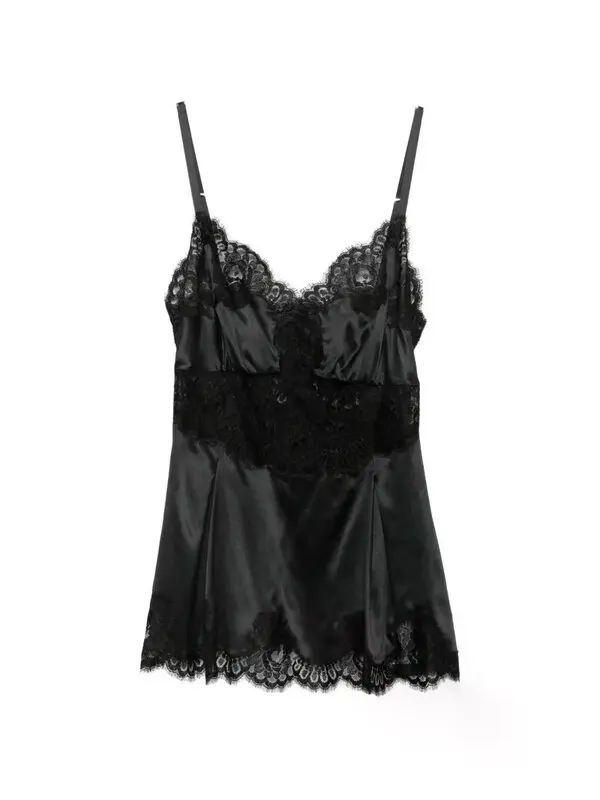 Dolce & Gabbana Lace-trim Satin Top - Black