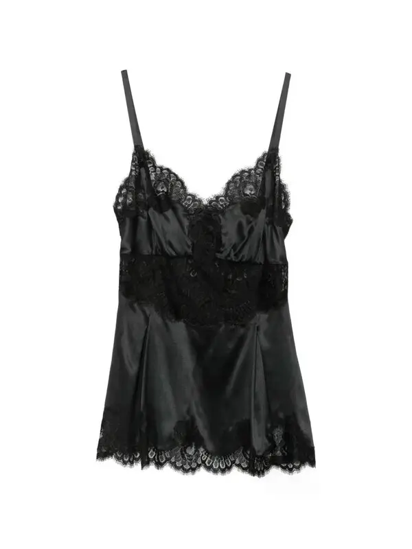 Dolce & Gabbana Lace-trimmed Satin Camisole - Black
