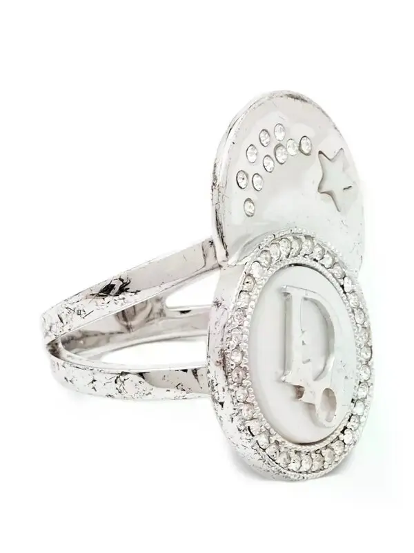 Dior Oblique & Star Crystal-embellished Ring - Silver