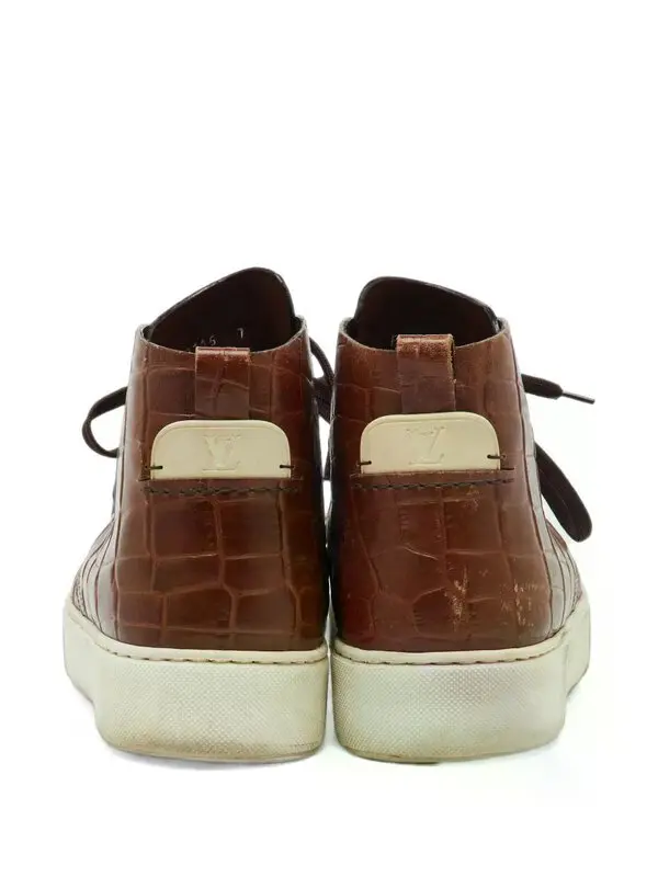 LOUIS VUITTON Front Row Croc-embossed High Top Sneakers