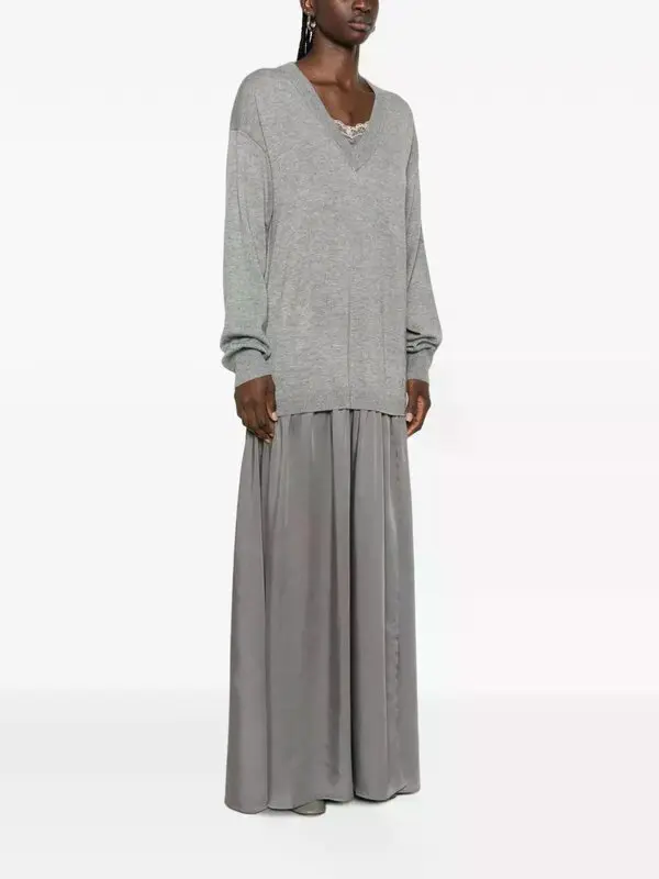 Liu Jo Layered-effect Lace-trim Maxi Dress - Grey