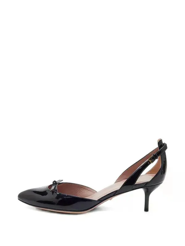 Gucci Patent Leather Bow Detail Pointed Toe Kitten Heel Pumps