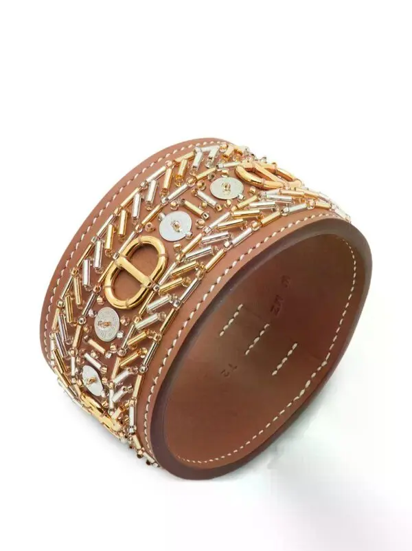 Hermès Leather Beaded Bangle Bracelet