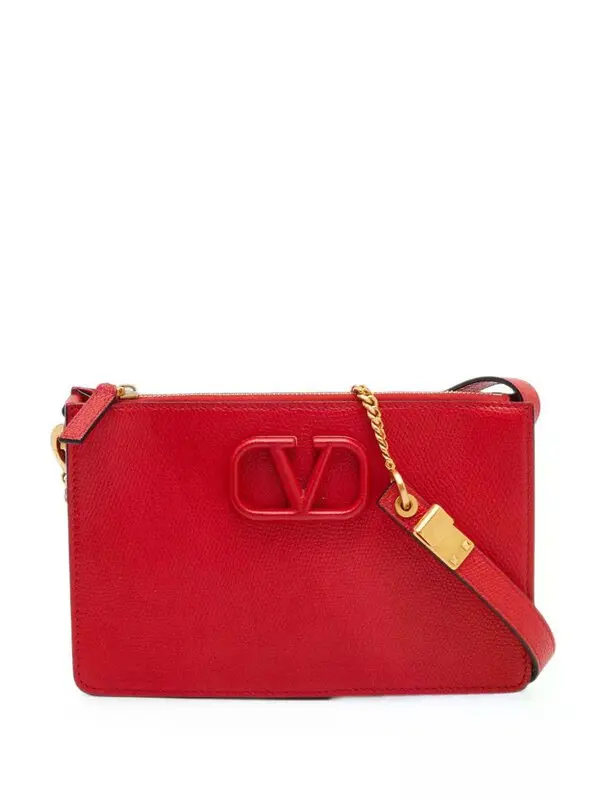 Valentino Garavani Vlogo Leather Shoulder Bag - Red