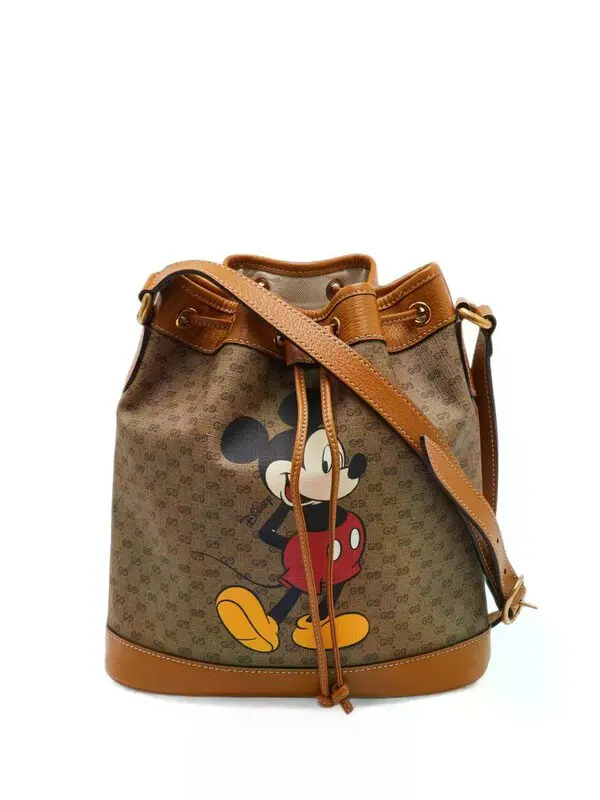 Gucci Micro Gg Monogram Disney Mickey Mouse Print Bucket Bag
