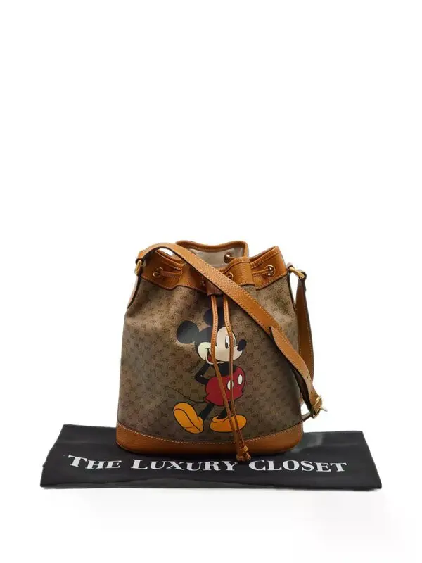 Gucci Micro Gg Monogram Disney Mickey Mouse Print Bucket Bag
