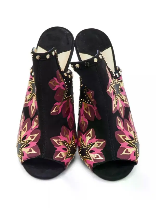 JIMMY CHOO Mahi Star Print Suede Heeled Mules