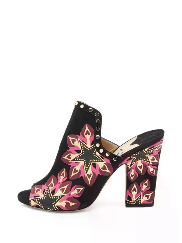 JIMMY CHOO Mahi Star Print Suede Heeled Mules