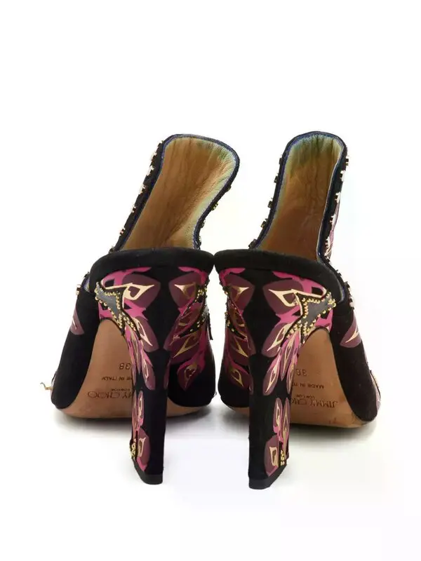 JIMMY CHOO Mahi Star Print Suede Heeled Mules