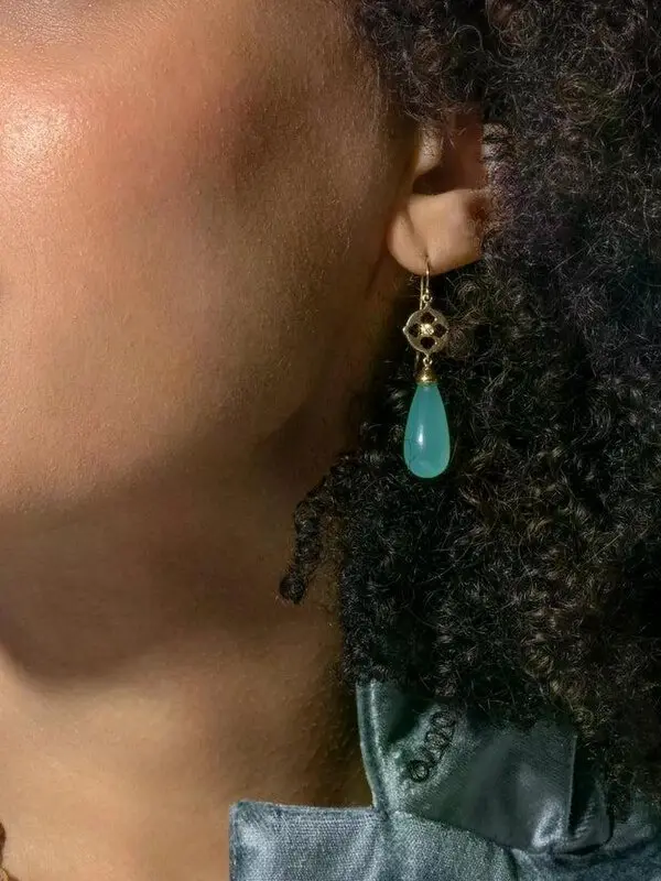 EDINA KISS Chalcedony And Diamond Drop Earrings