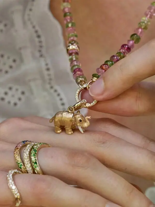 EDEN PRESLEY Ellie Elephant Diamond And Agate Pendant