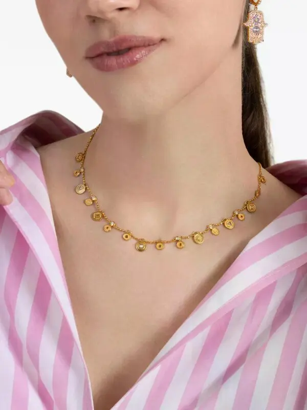 BUDDHA MAMA Diamond Coin Charm Necklace In 20k Yellow