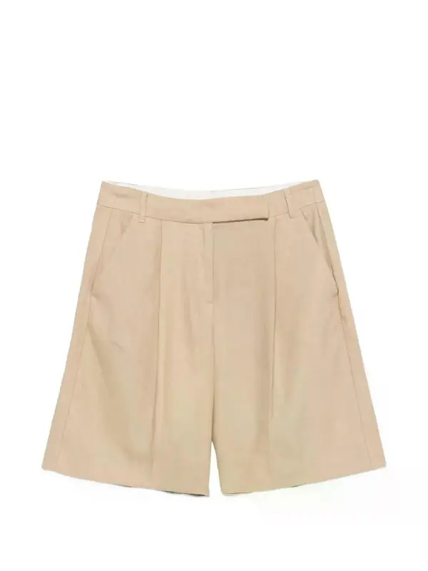 I BLUES Pleated Twill Shorts - Neutrals