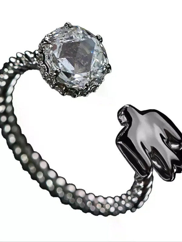 SOLO FOR DIAMONDS Gunia Project 14k White Gold Diamond Bird Motif Ring