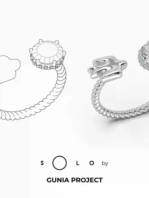 SOLO FOR DIAMONDS Gunia Project 14k White Gold Diamond Bird Motif Ring