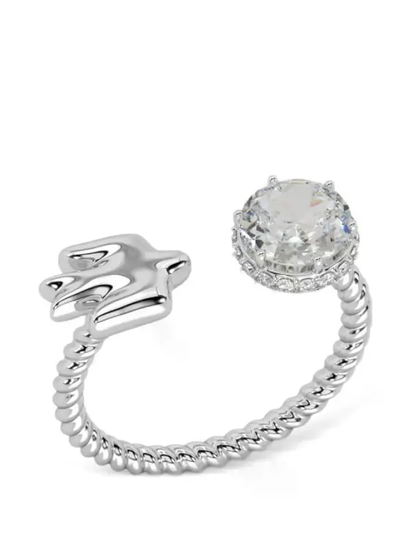 SOLO FOR DIAMONDS Gunia Project 14k White Gold Diamond Bird Motif Ring - Silver