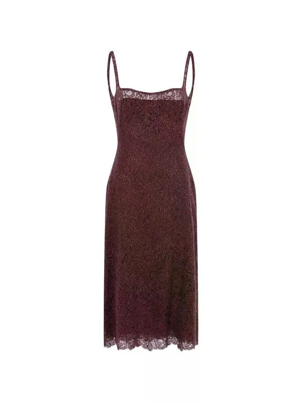 Ermanno Scervino Rebrodé Lace Embellished Midi Dress - Red