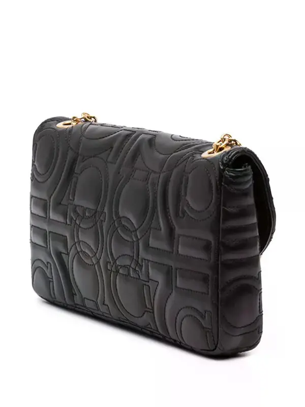 FERRAGAMO Gancini Quilted Leather Flap Chain Crossbody Bag