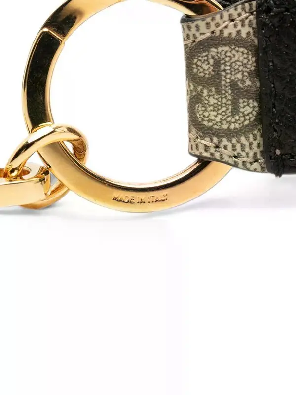 Gucci Gg Supreme And Calfskin Interlocking G Bag Charm And Ring Key Chain - Neutrals