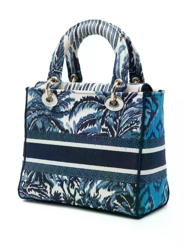 Dior Embroidered Canvas Lady D Lite Satchel - Blue