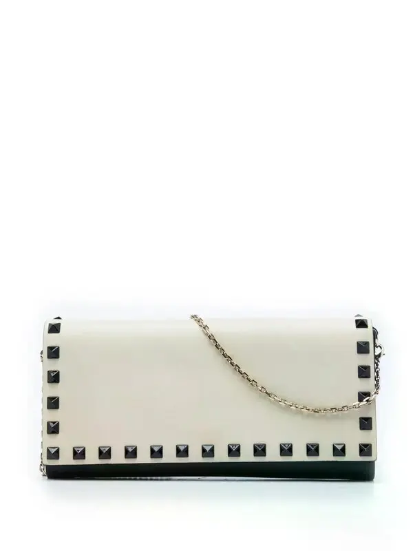 Valentino Garavani 2018-2026 Bicolor Leather Rockstud Wallet On Chain Crossbody Bag - Neutrals