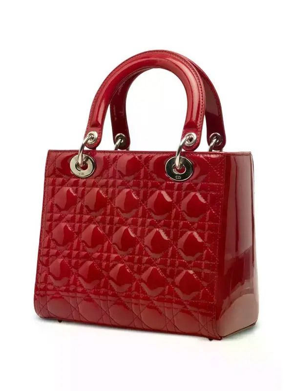 Dior Patent Cannage Lady Satchel - Red