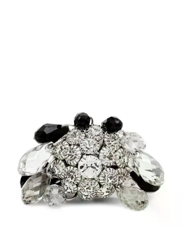 Dior Crystal And Bead Embellished Ring - Silver