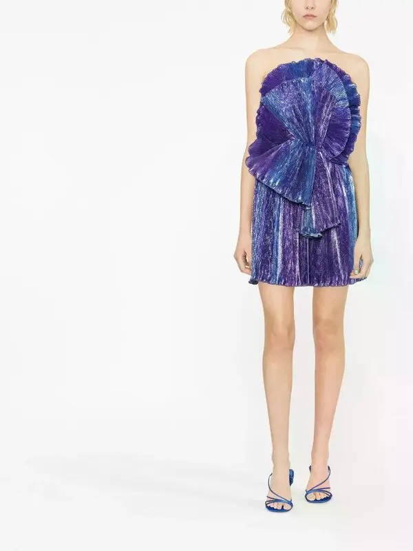 Alberta Ferretti Pleated Lamé Mini Dress