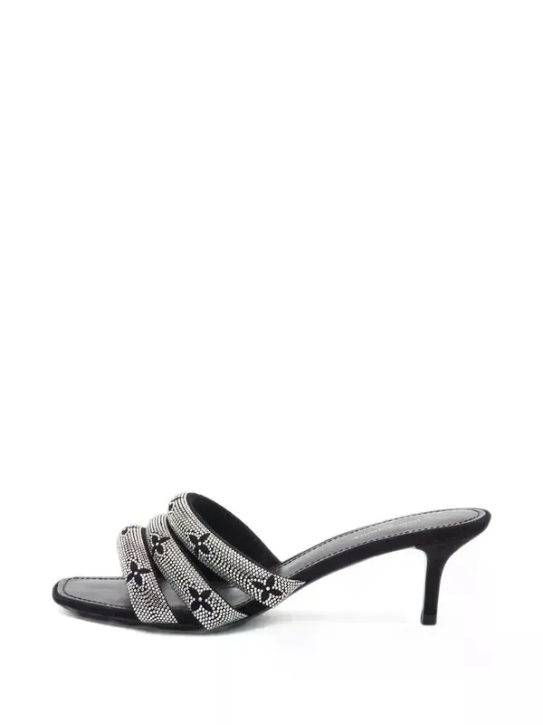 LOUIS VUITTON Monogram Crystal-embellished Suede Sandals - Grey