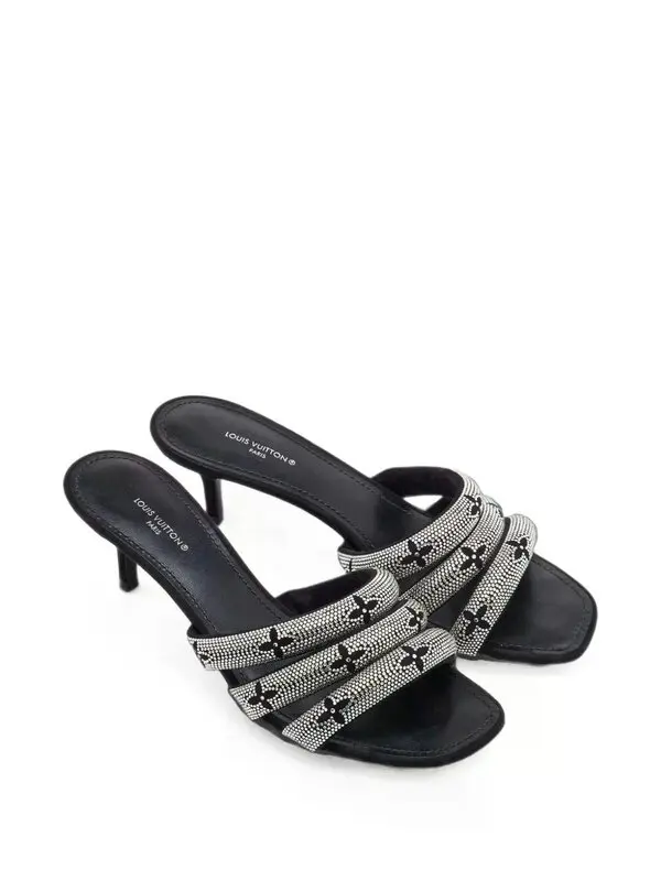 LOUIS VUITTON Monogram Crystal-embellished Suede Sandals