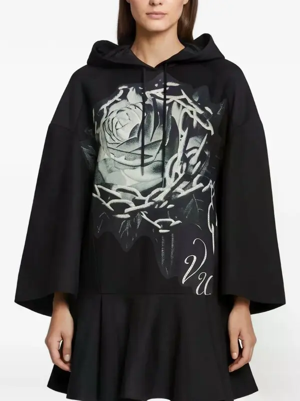 Valentino Garavani Graphic Print Hooded Mini Dress