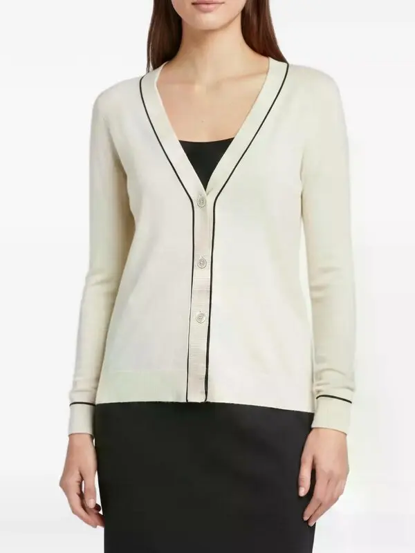 Max Mara Contrast Trim Button-front Cardigan - Neutrals
