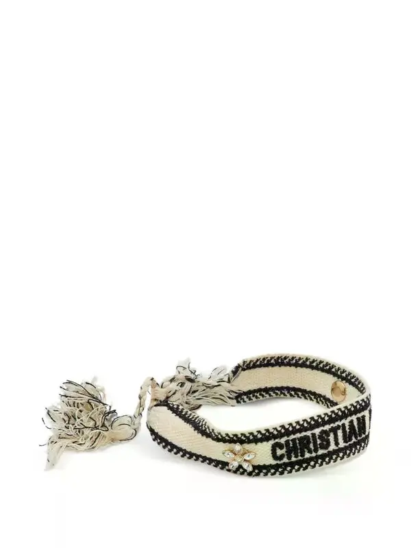 Dior Logo-embroidered Bracelet - Neutrals