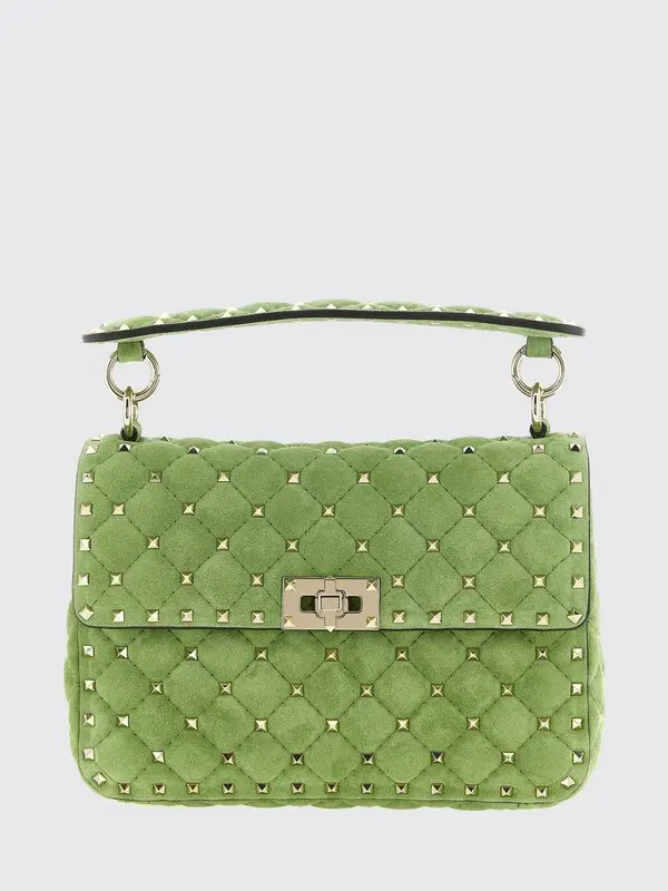 Valentino Garavani Rockstud Leather Handbag With Studs And Chain Strap - Mint