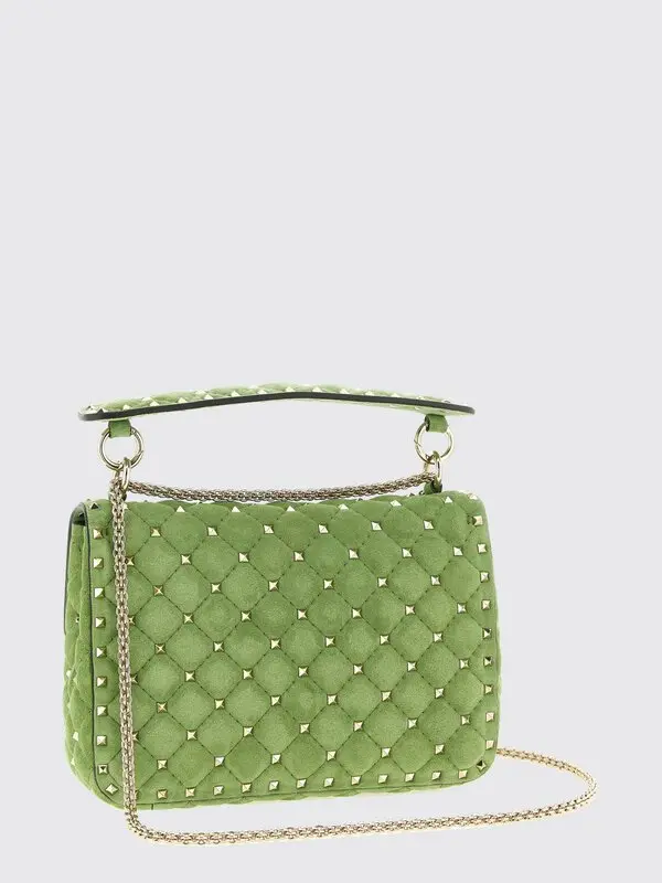 Valentino Garavani Rockstud Leather Handbag With Studs And Chain Strap - Mint