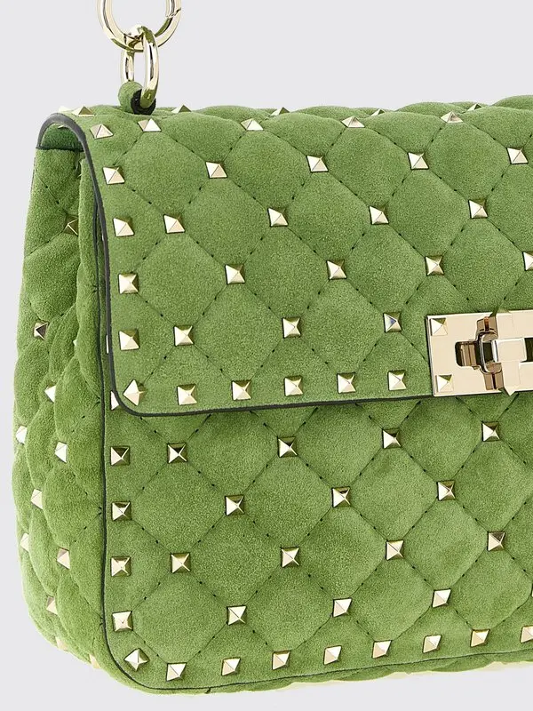 Valentino Garavani Rockstud Leather Handbag With Studs And Chain Strap - Mint