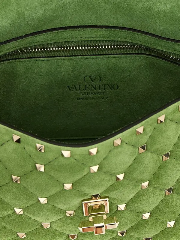 Valentino Garavani Rockstud Leather Handbag With Studs And Chain Strap - Mint