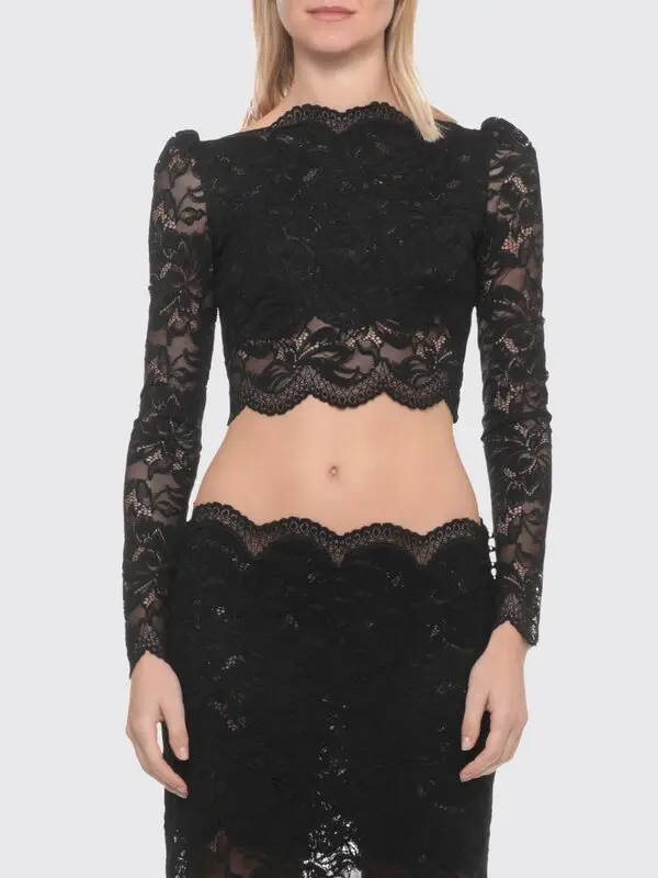 Rabanne Lace Crop Top - Black
