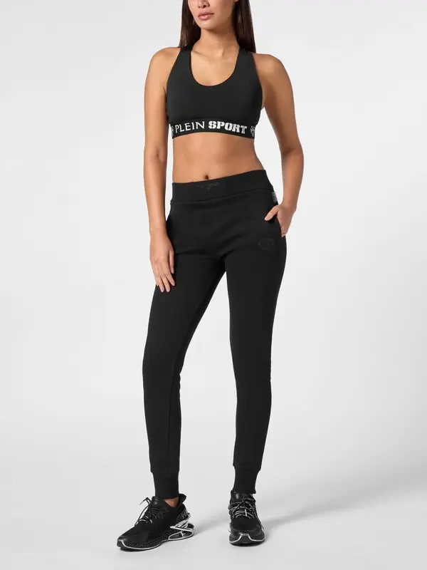 PLEIN SPORT Sports Bra With Logo Band - Black
