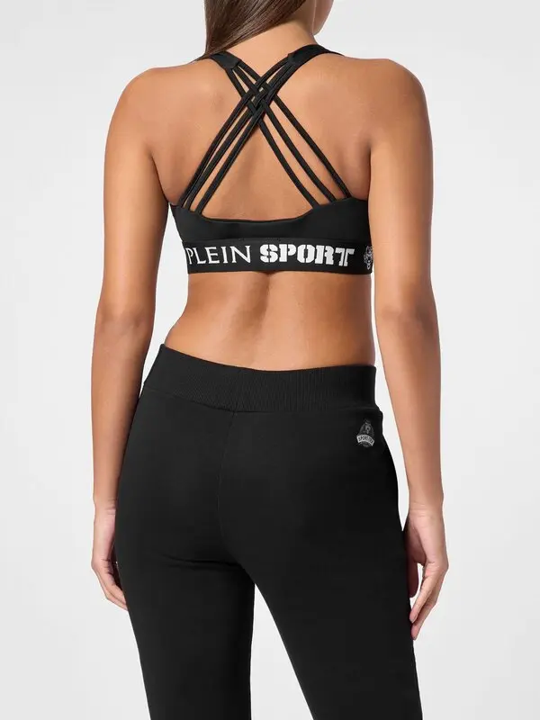 PLEIN SPORT Sports Bra With Logo Band - Black