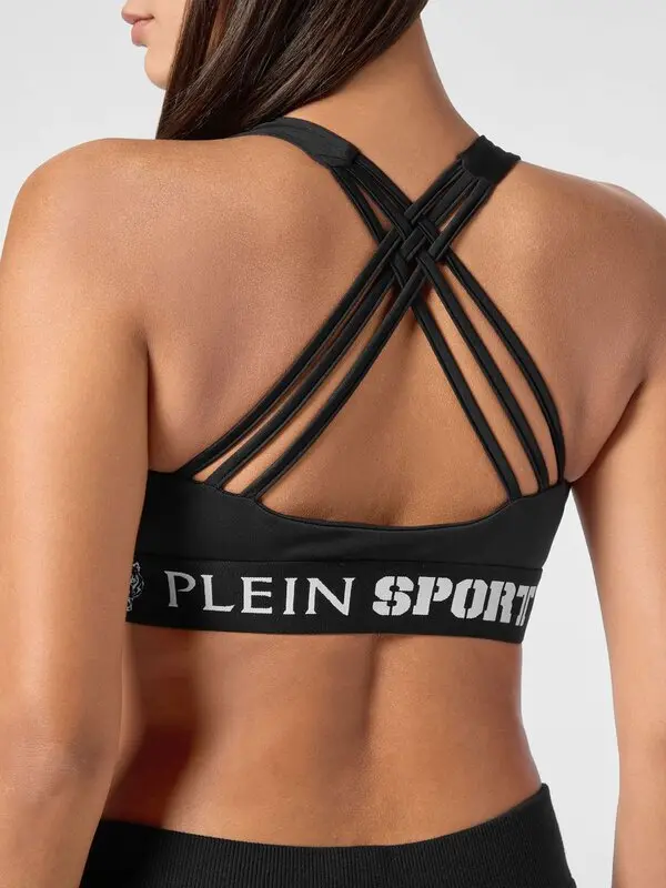 PLEIN SPORT Sports Bra With Logo Band - Black