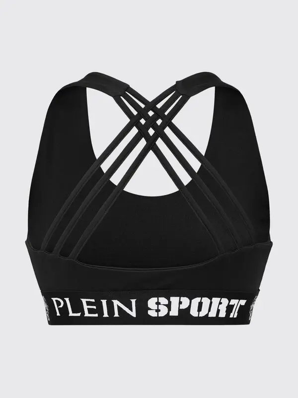 PLEIN SPORT Sports Bra With Logo Band - Black