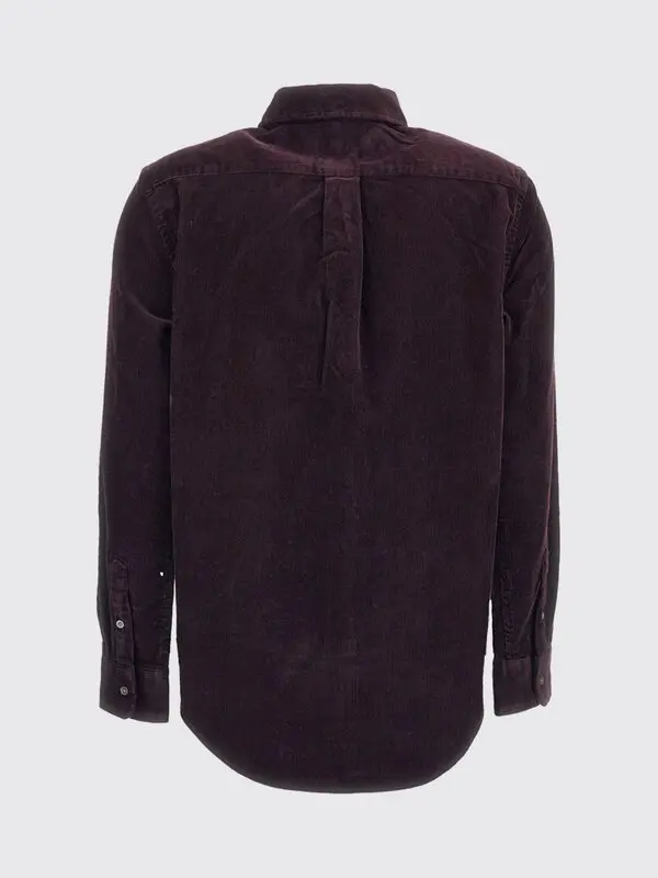 Polo Ralph Lauren Slim Fit Velvet Shirt With Embroidered Pony Logo - Red