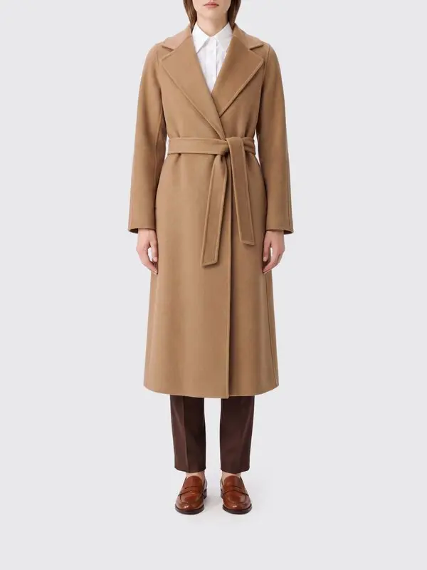 Max Mara Long Belted Wool Robe Coat - Camel