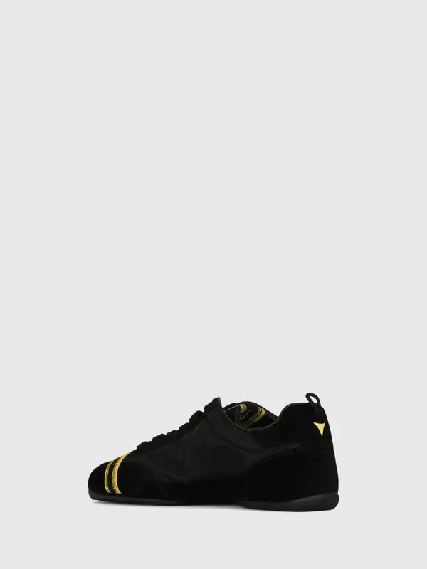 Fendi Wrap Low Top Sneakers In Nylon And Suede With Striped Pattern - Black
