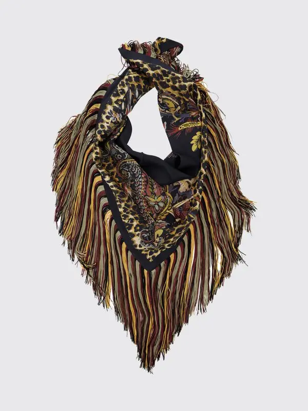 Etro Neckerchief With Print And Fringed Edges - Multicolor