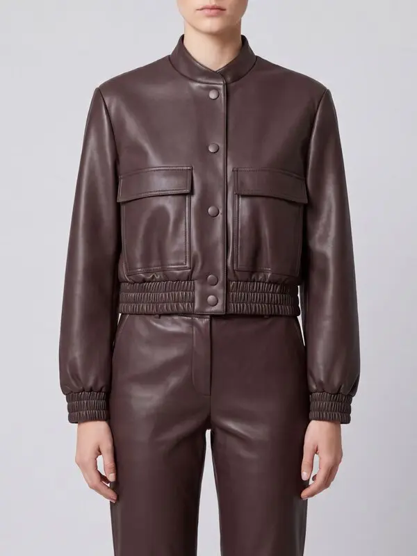 TWINSET Leather Bomber Jacket