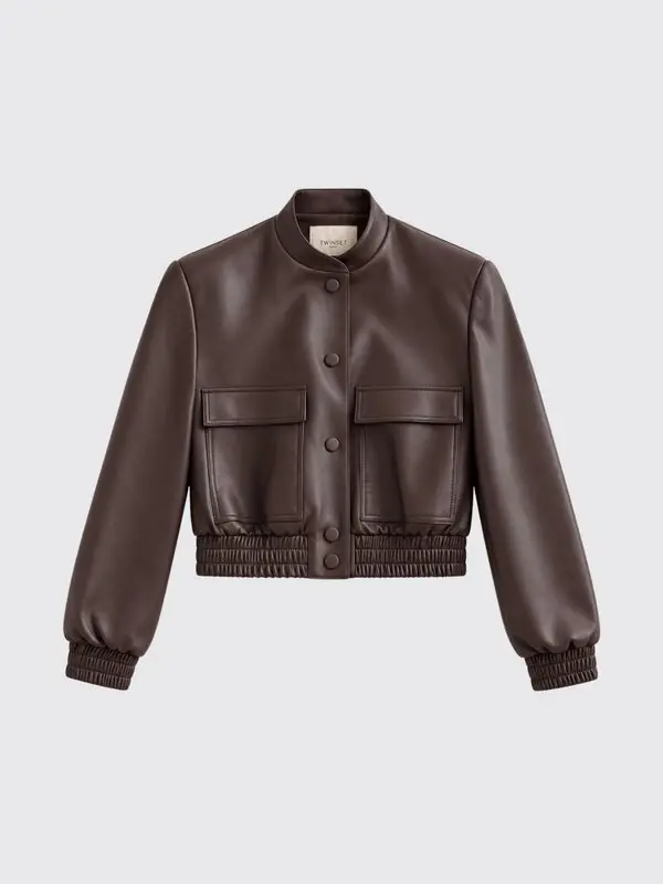 TWINSET Leather Bomber Jacket