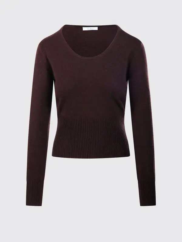 Max Mara Slim Fit Wool And Cashmere Crewneck Sweater With Ribbed Trims - Brown