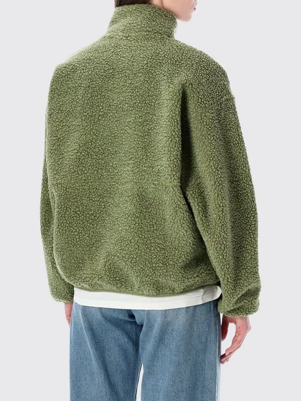American Vintage Cropped Fleece Jacket With High Neck And Zip Closure - Green